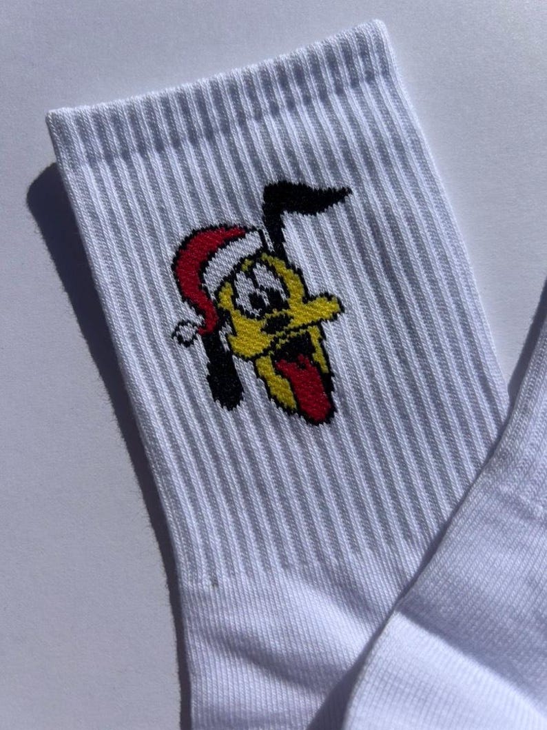 Disney Christmas Santa Pluto Crew Socks - Etsy