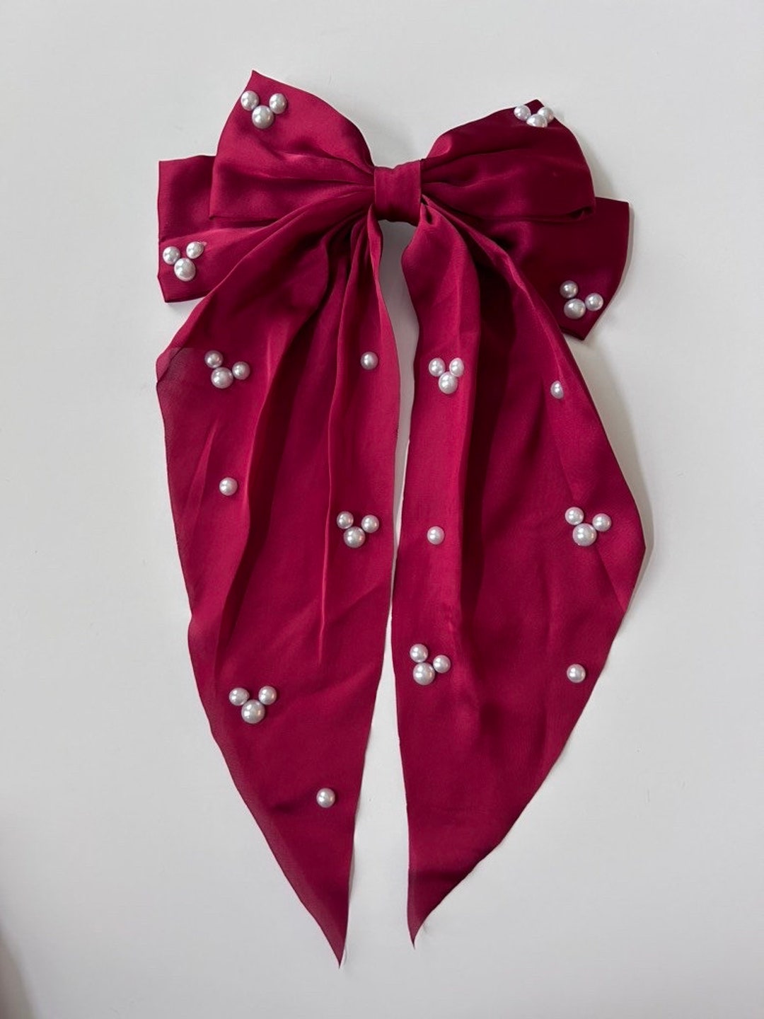 Magical Mickey Pearls and Silk Handmade Red Hair Bow Barette! - Etsy