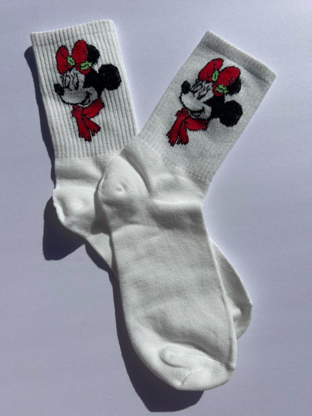 Disney Christmas Minnie Mouse Crew Socks - Etsy