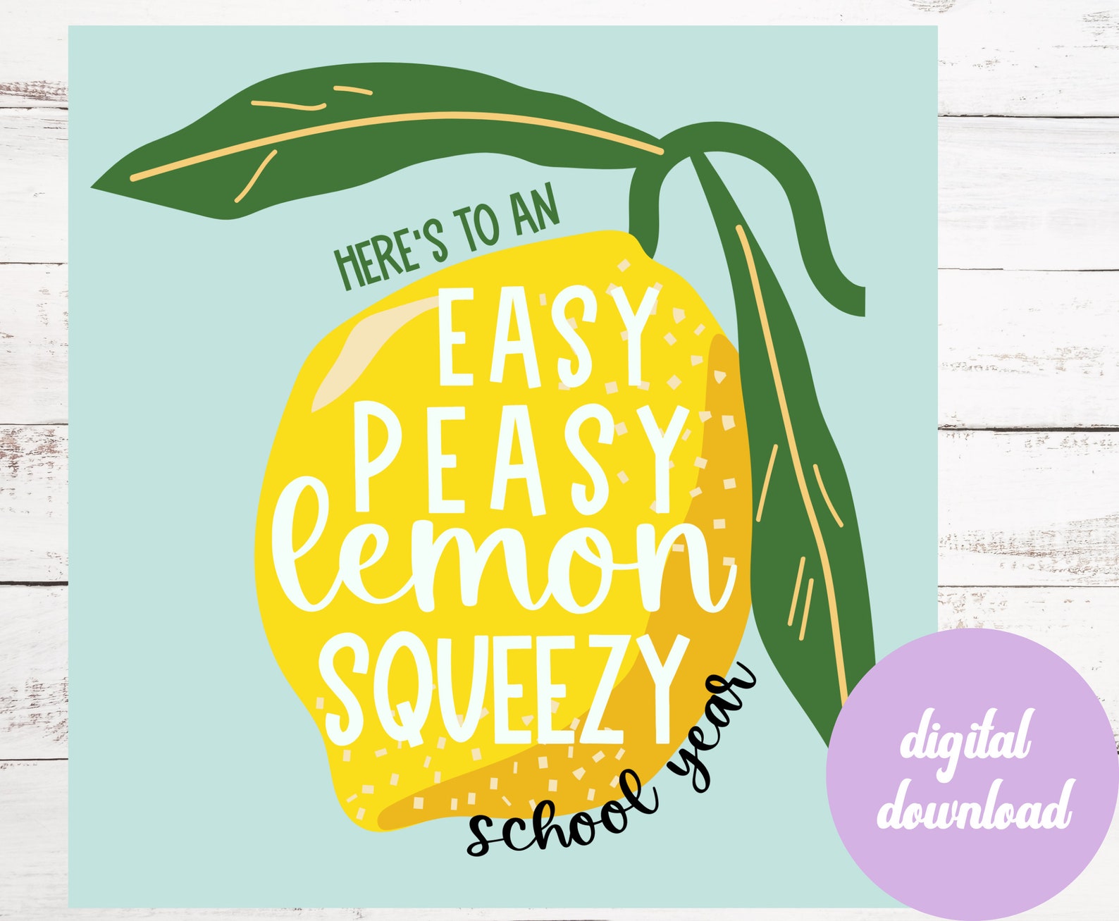 Easy Peasy Lemon Gift Tag or Square Sticker, Teacher Appreciation ...