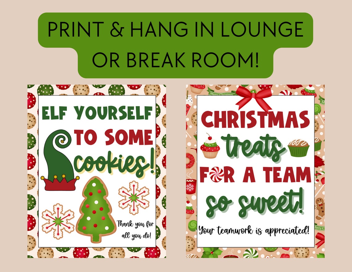 6 Christmas/holiday Staff Appreciation 8X10 Signs - Muffins, Sweets ...