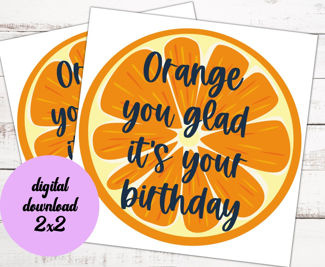 Orange You Glad It's Your Birthday Gift Tag or Square Sticker - Etsy