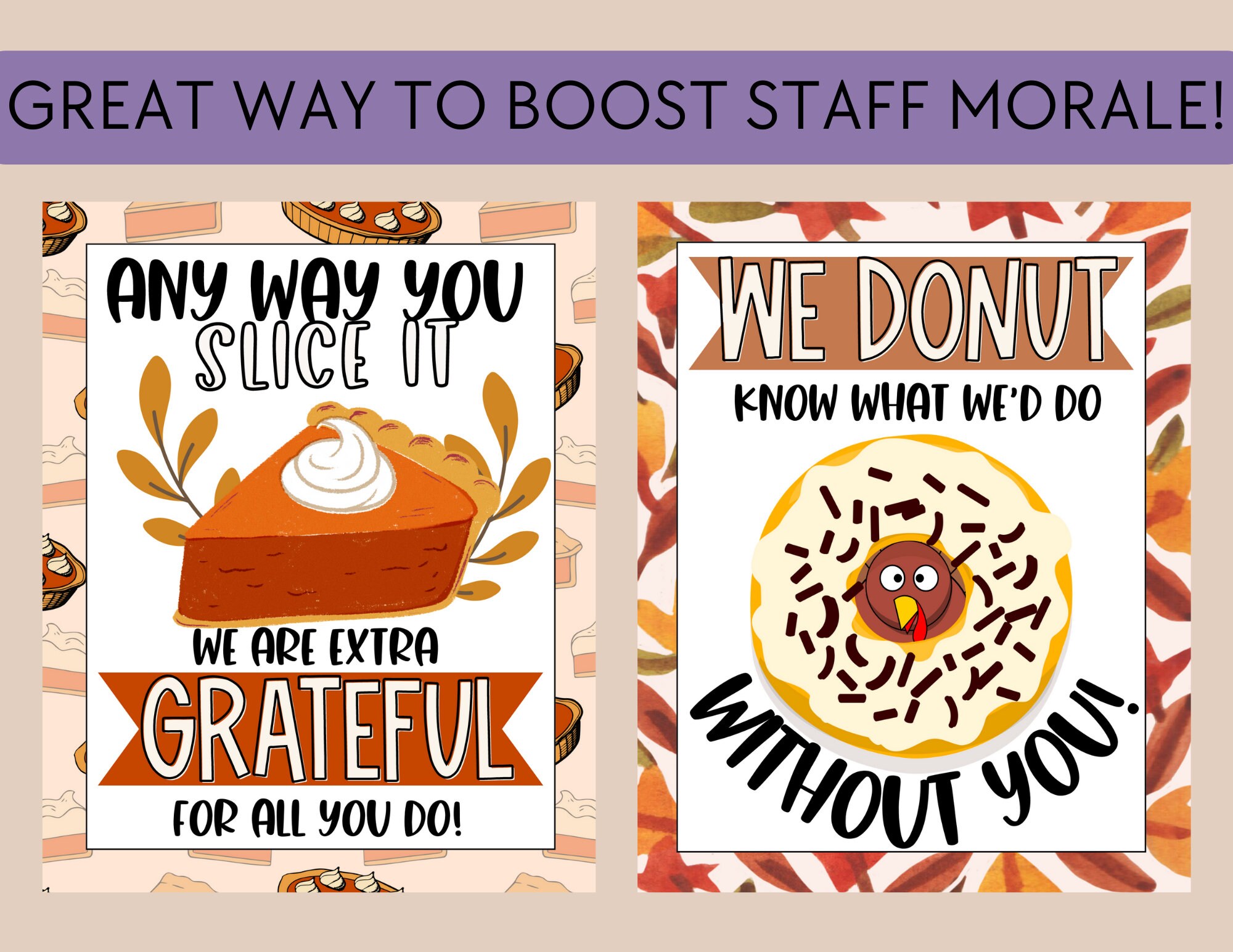 FALL Themed Staff Appreciation 8X10 Signs - Pie, Muffins, Bagels ...