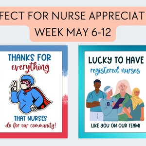 Nurse Appreciation Week Signs for Lunch and Break Room. Digital ...