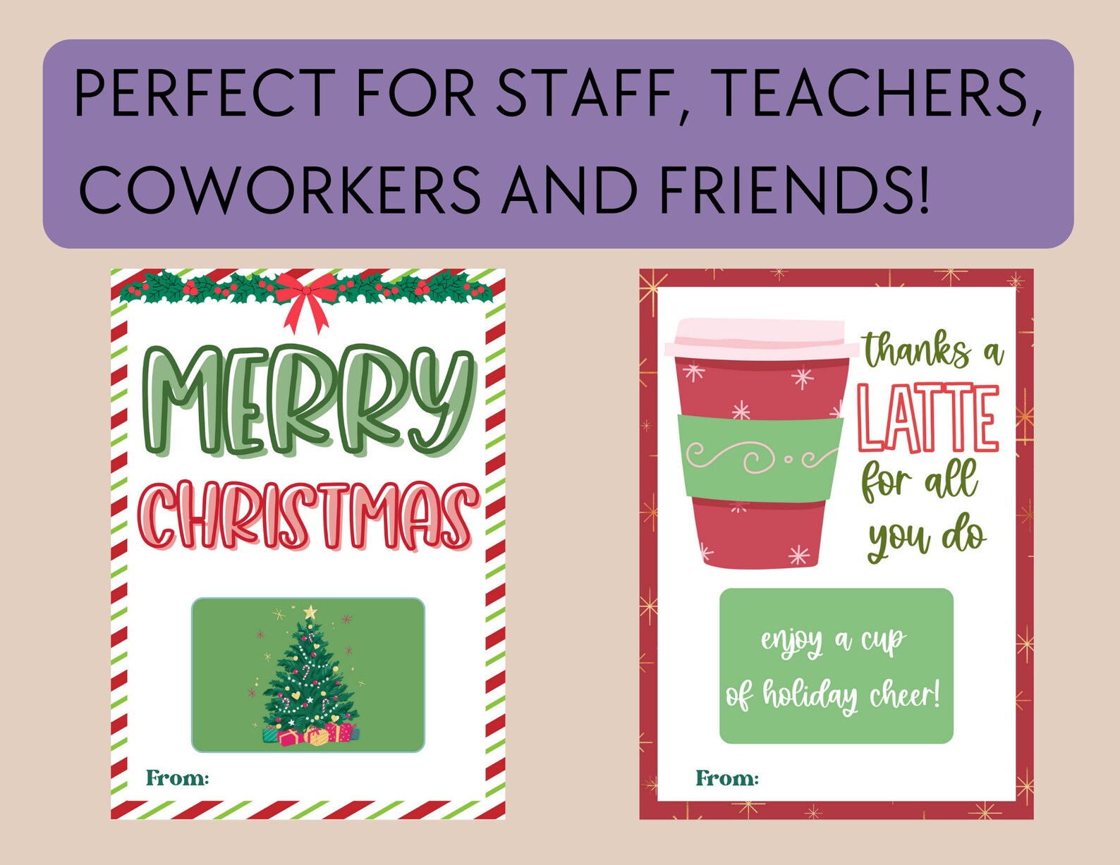 Christmas Gift Card Holders | Printable Holiday Gift Card for Staff ...