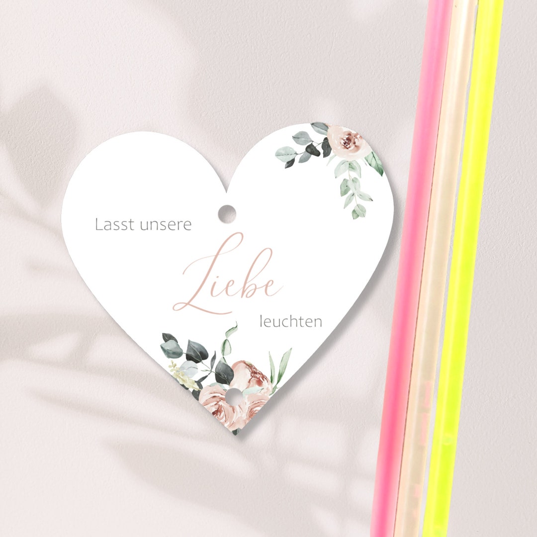 Heart Glow Stick Signs Perforated, Various Colors, With/without Glow ...