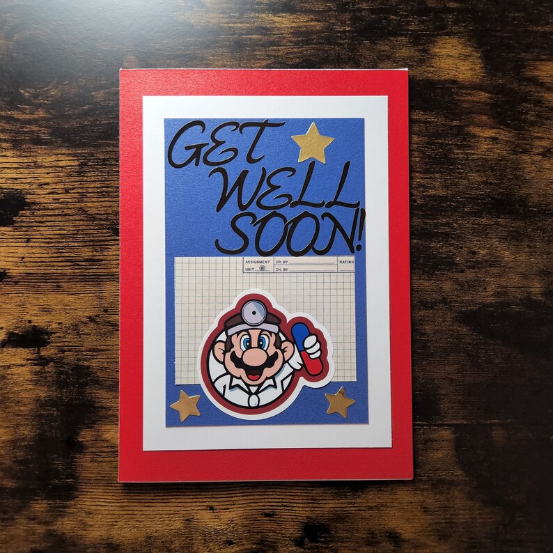 Doctor Mario Get Well Soon Card Handmade Crafty - Etsy