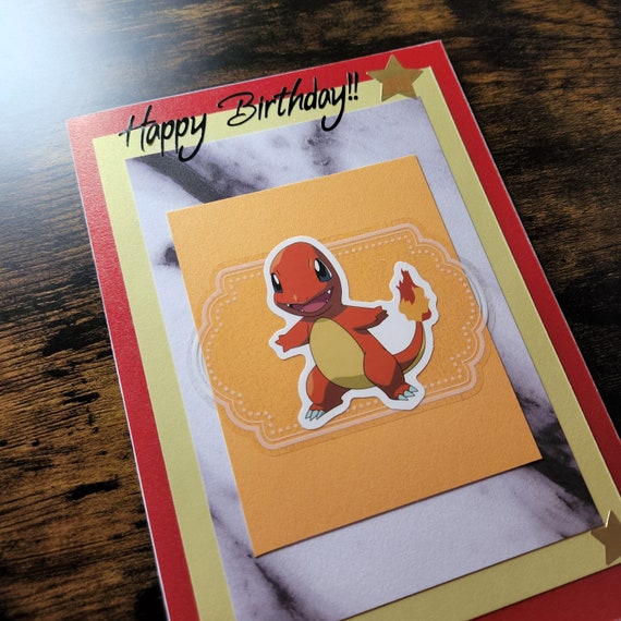 Charmander Pokémon Birthday Card Handmade Crafty | Etsy