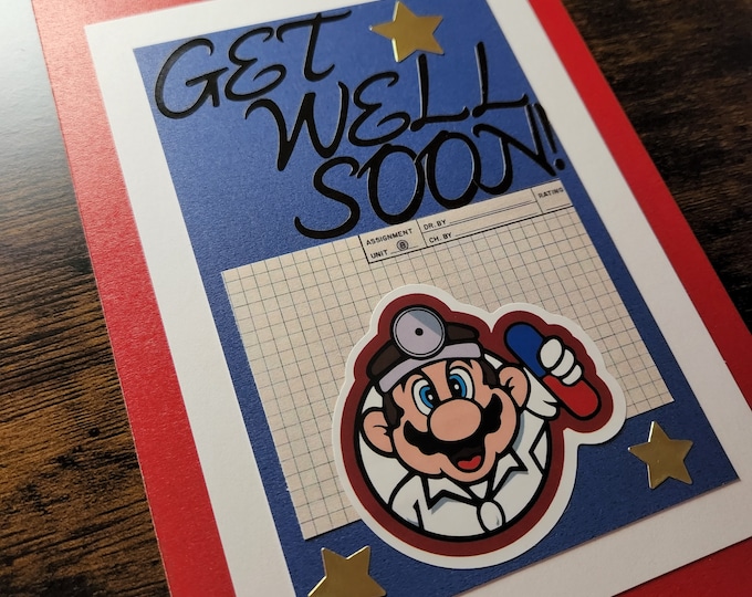 Doctor Mario Get Well Soon Card - Handmade Crafty - Etsy