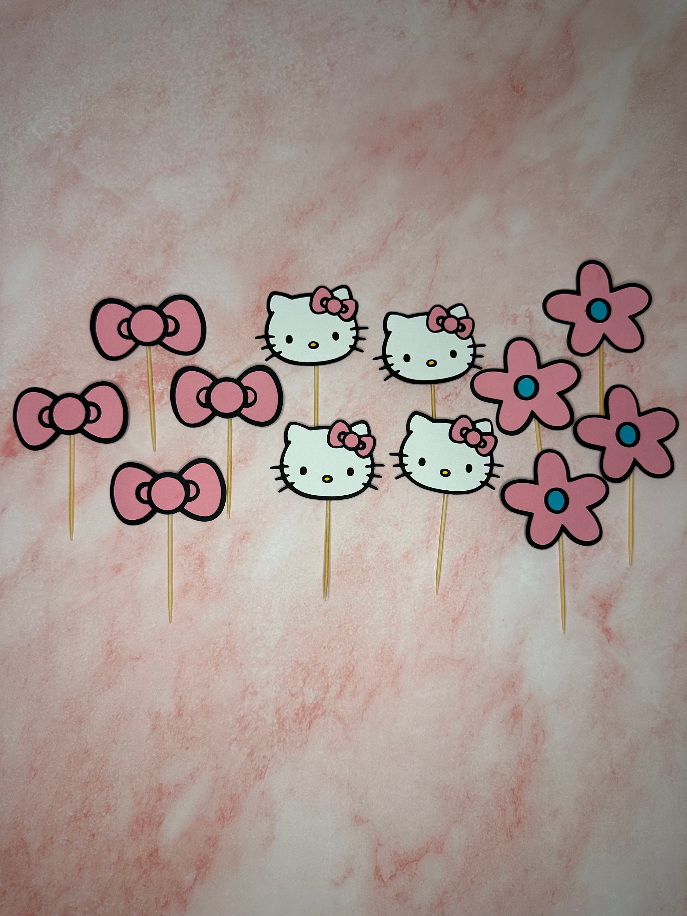Hello Kitty Sanrio Inspired Cupcake Toppers - Etsy