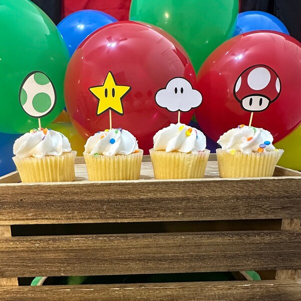 Super Mario Brothers Cupcake Toppers - Etsy