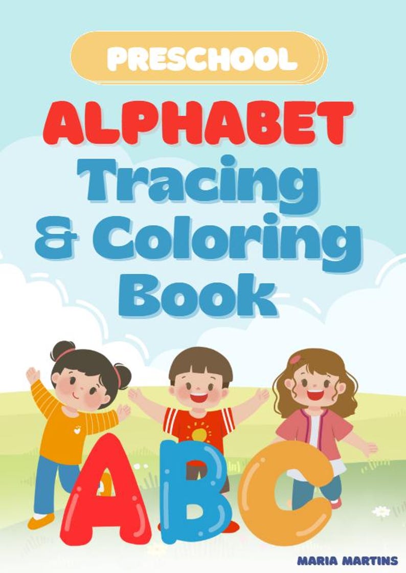Alphabet Tracing Coloring Book - Etsy