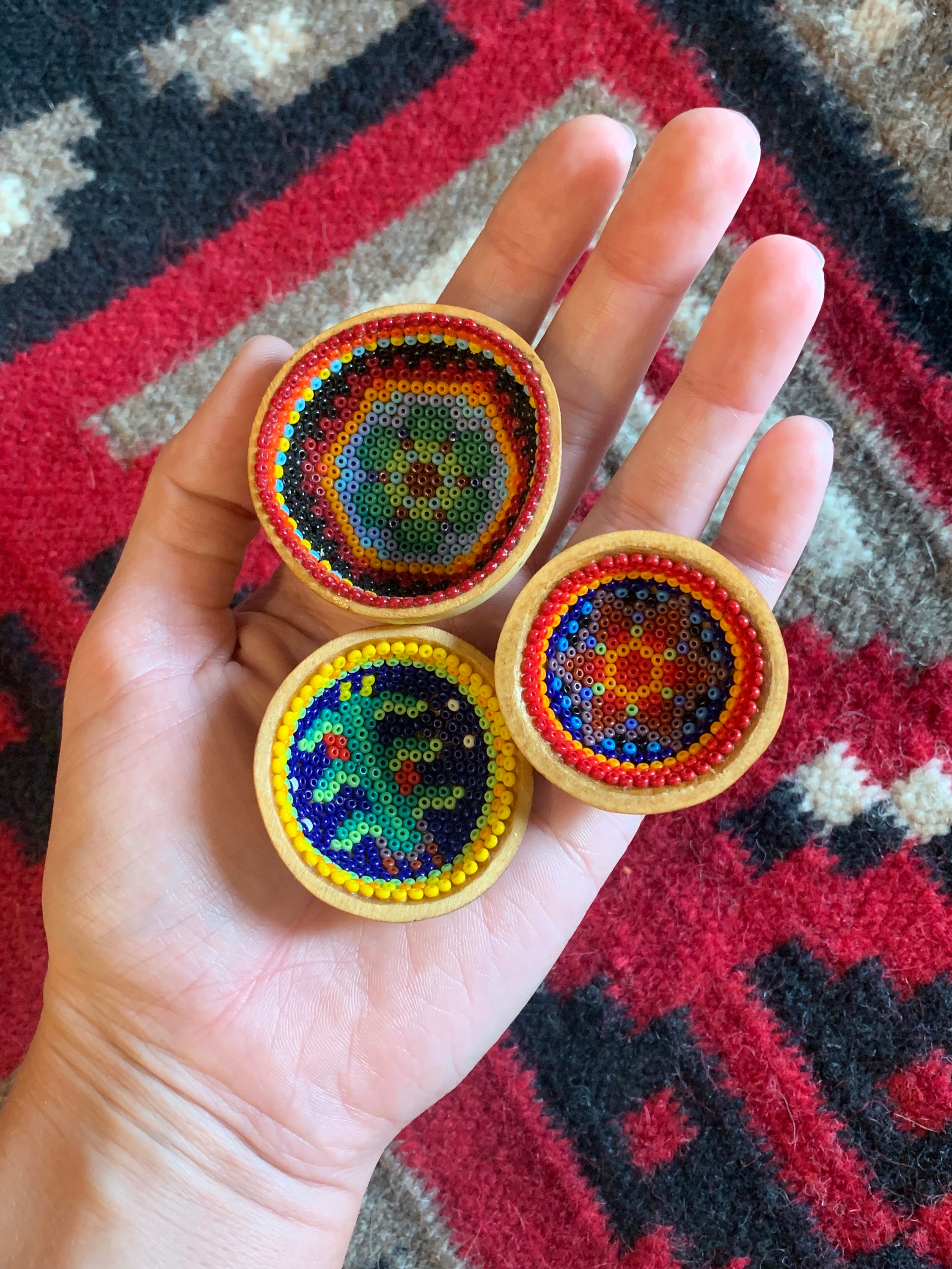 Vintage Huichol Tribe Beaded Bowls Folk Art Handmade Hand - Etsy