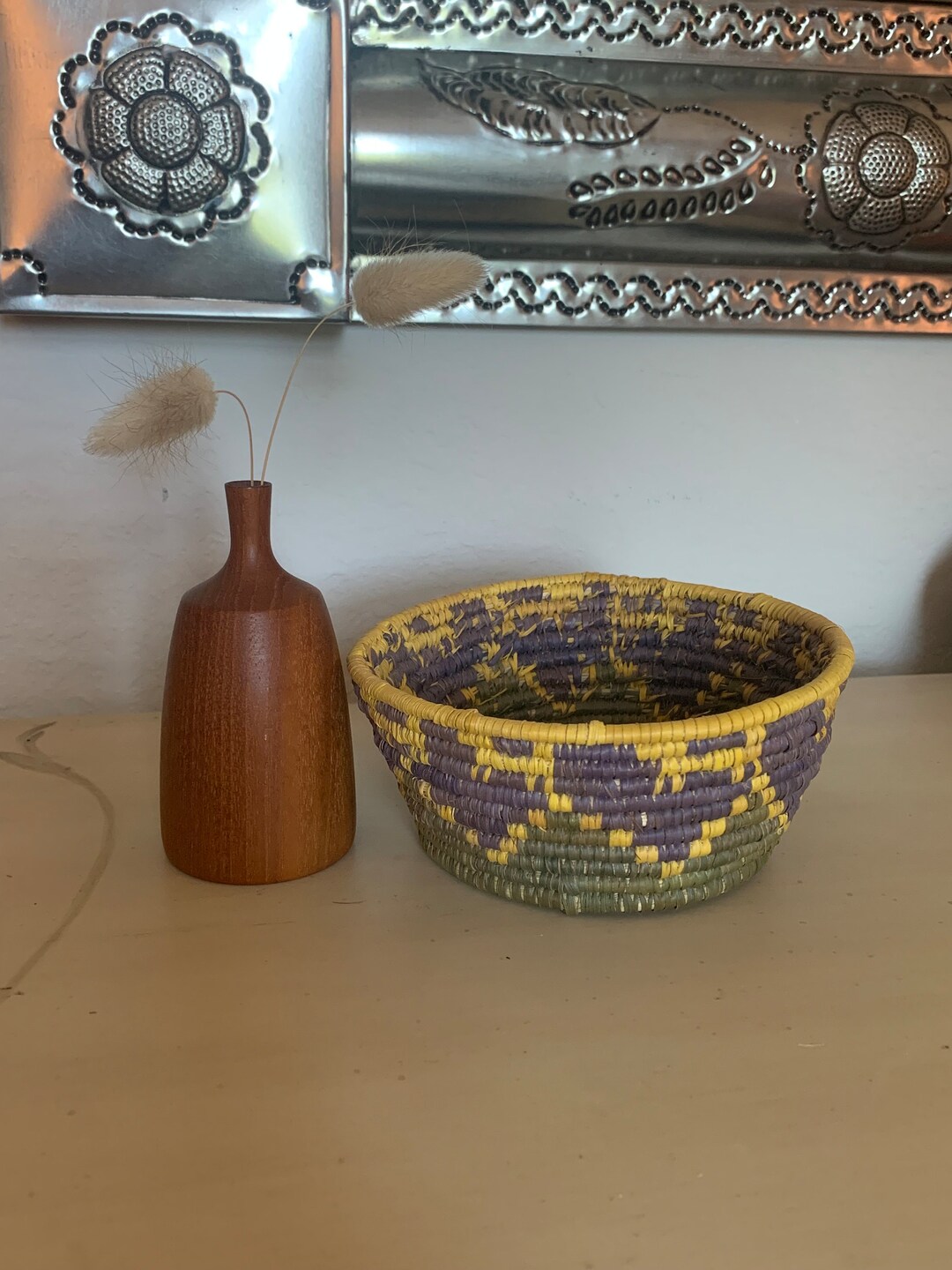 Vintage Pakistan Basket,southwestern Style,decorative Basket,checkered ...