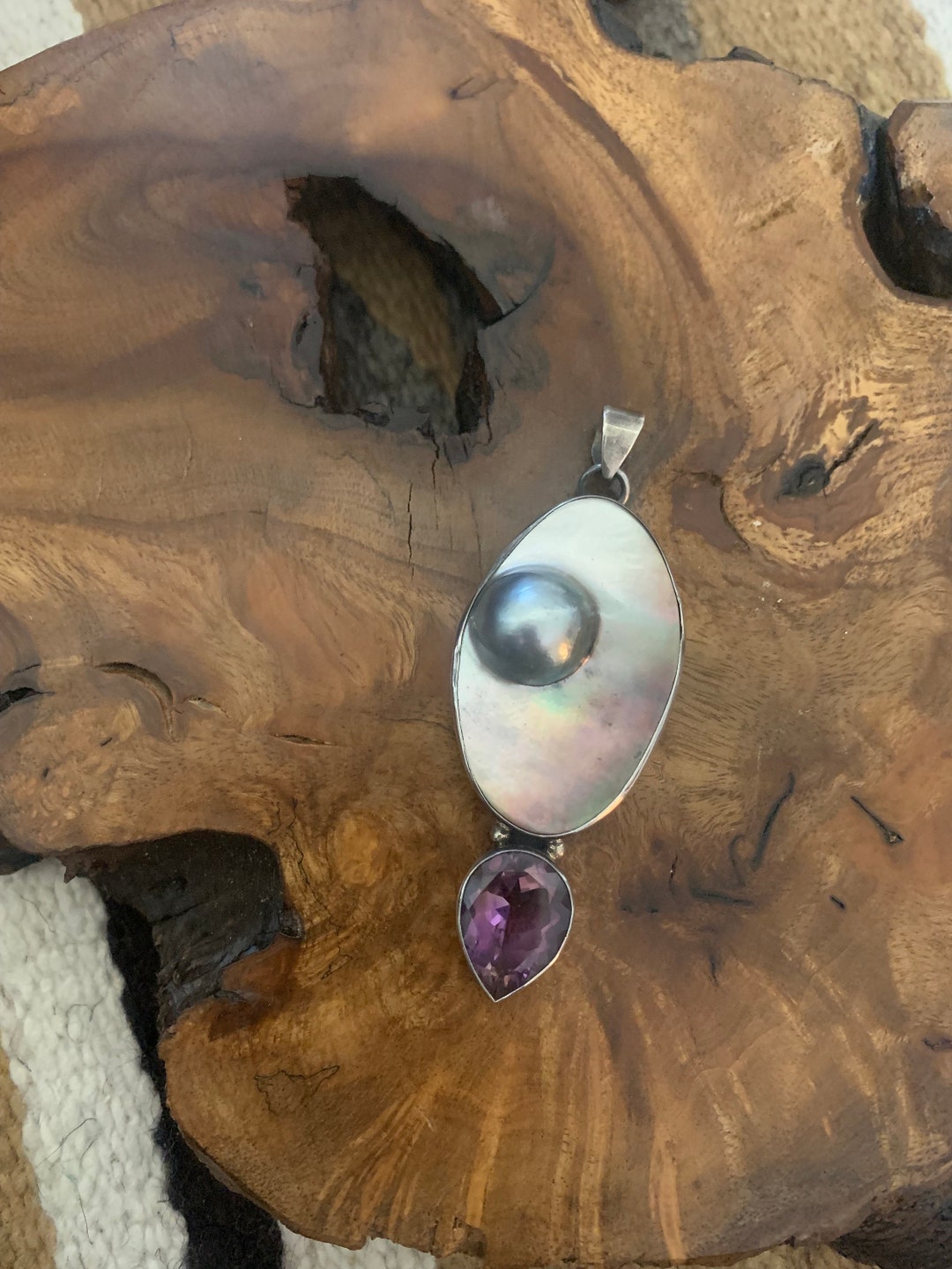 Sterling Pearl Pendant,sterling 925,purple Topaz Pendant,sterling ...
