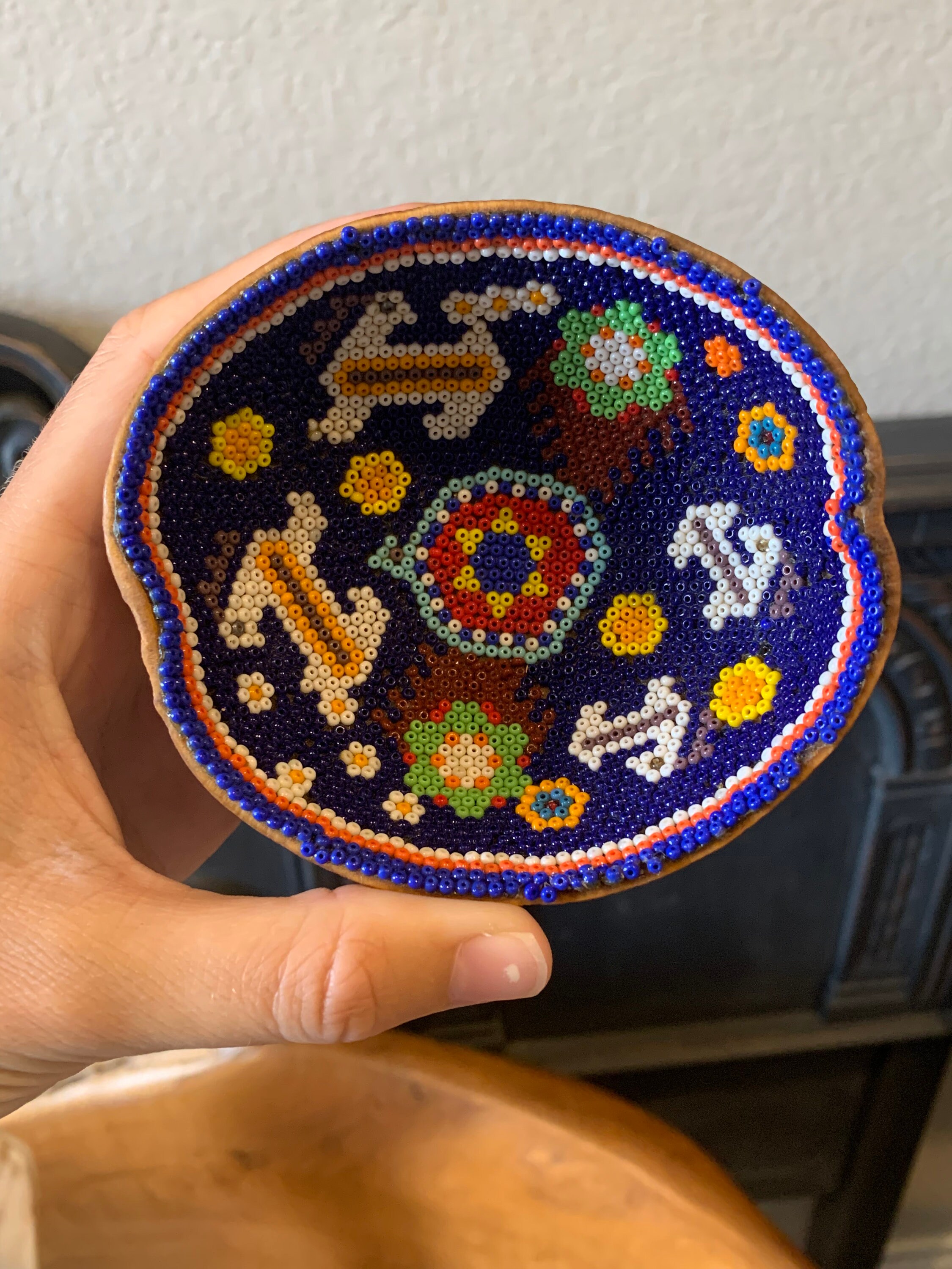 Vintage Huichol Tribe Beaded Bowls , Folk Art, Handmade, Hand Beaded ...