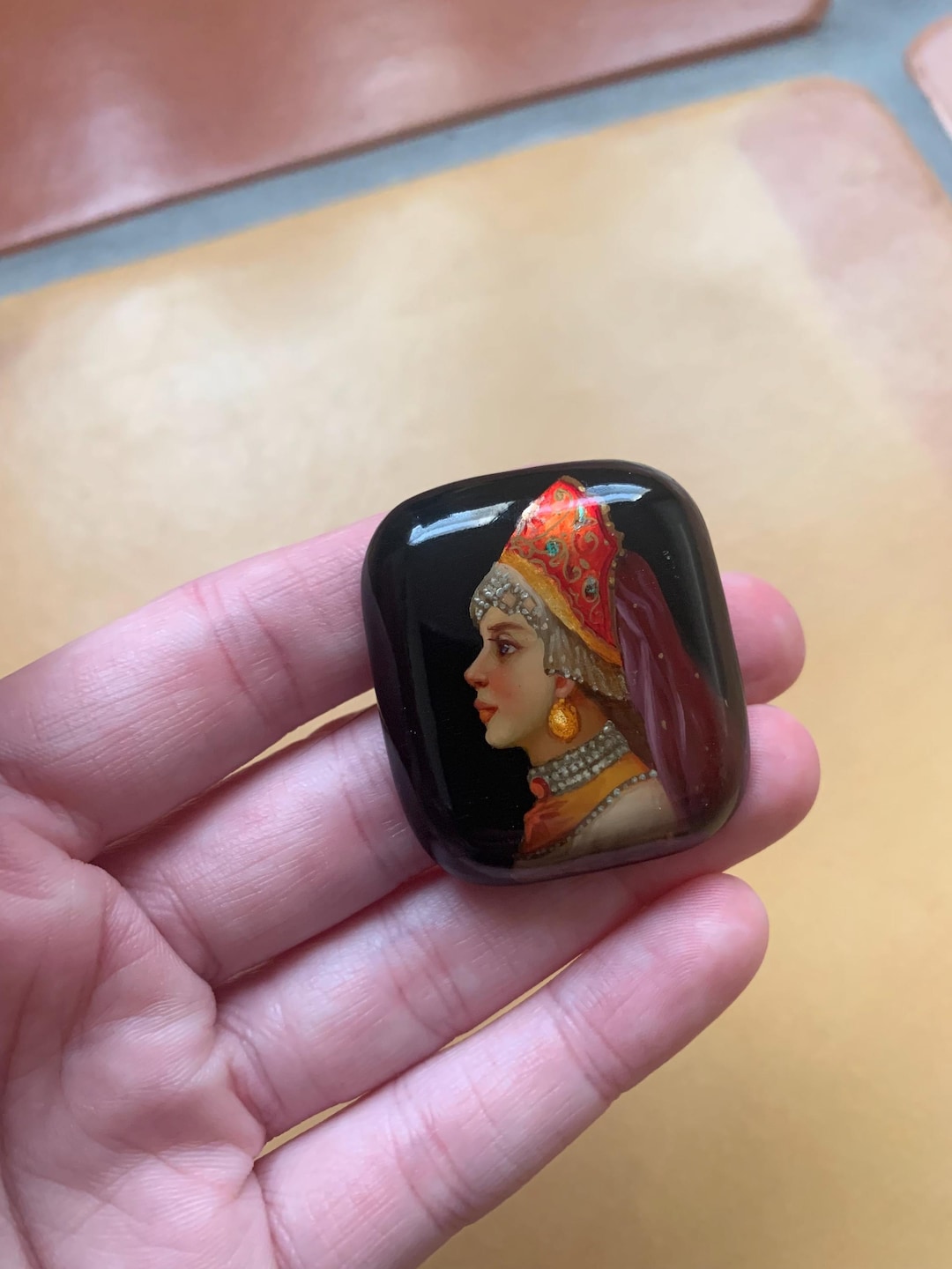 Vintage Russian Pin,hand Painted Russian Brooch,pin,lady,painted Lady ...