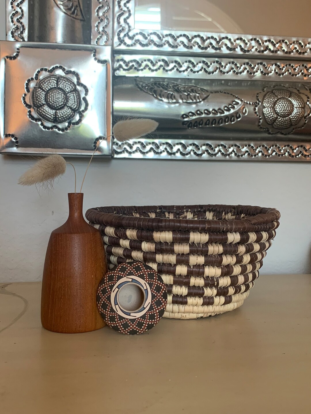 Vintage Pakistan Basket,southwestern Style,decorative Basket,checkered ...