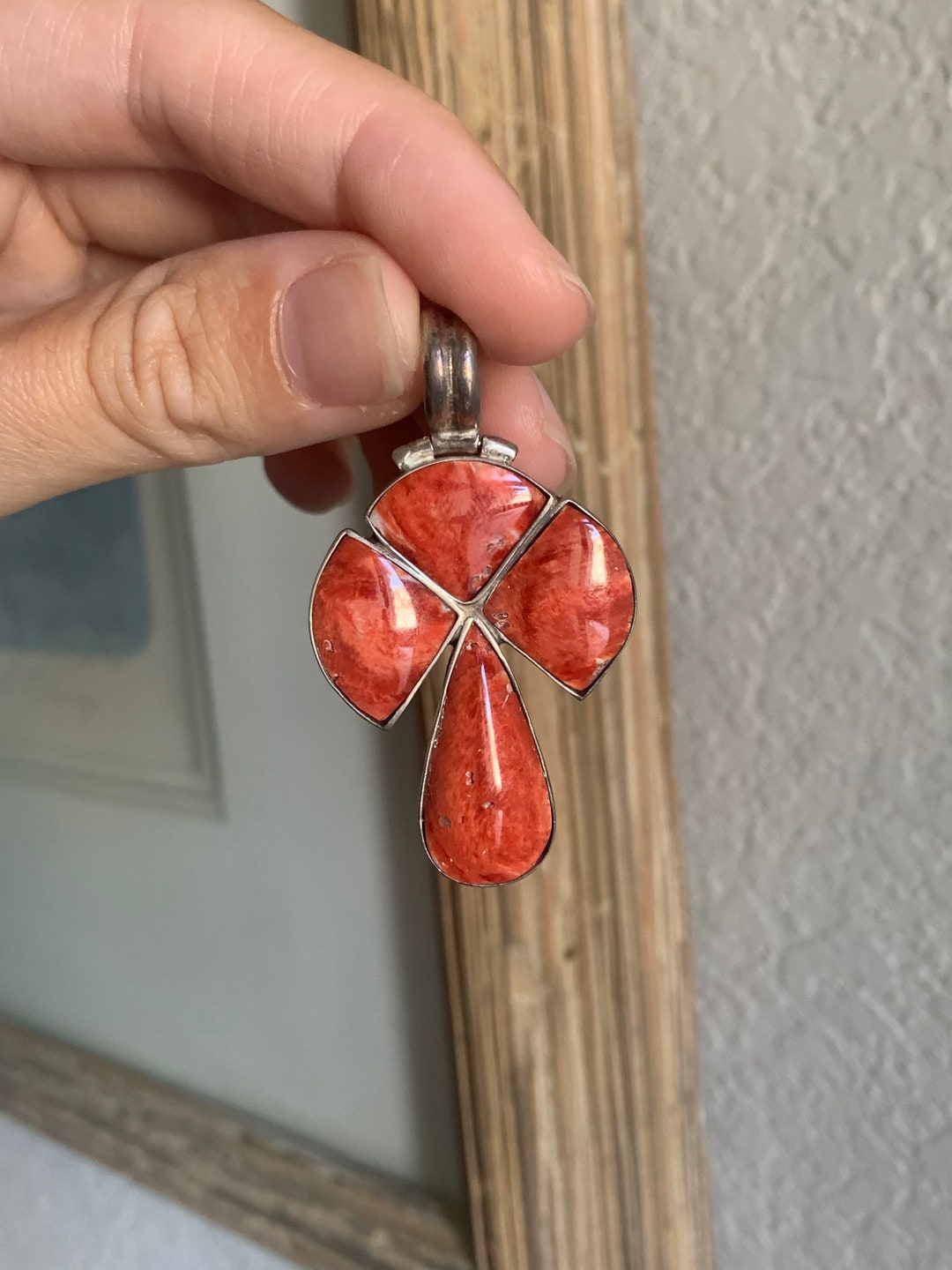 Vintage Spiny Oyster Cross Pendant,sterling Spiny Oyster Cross Pendant ...