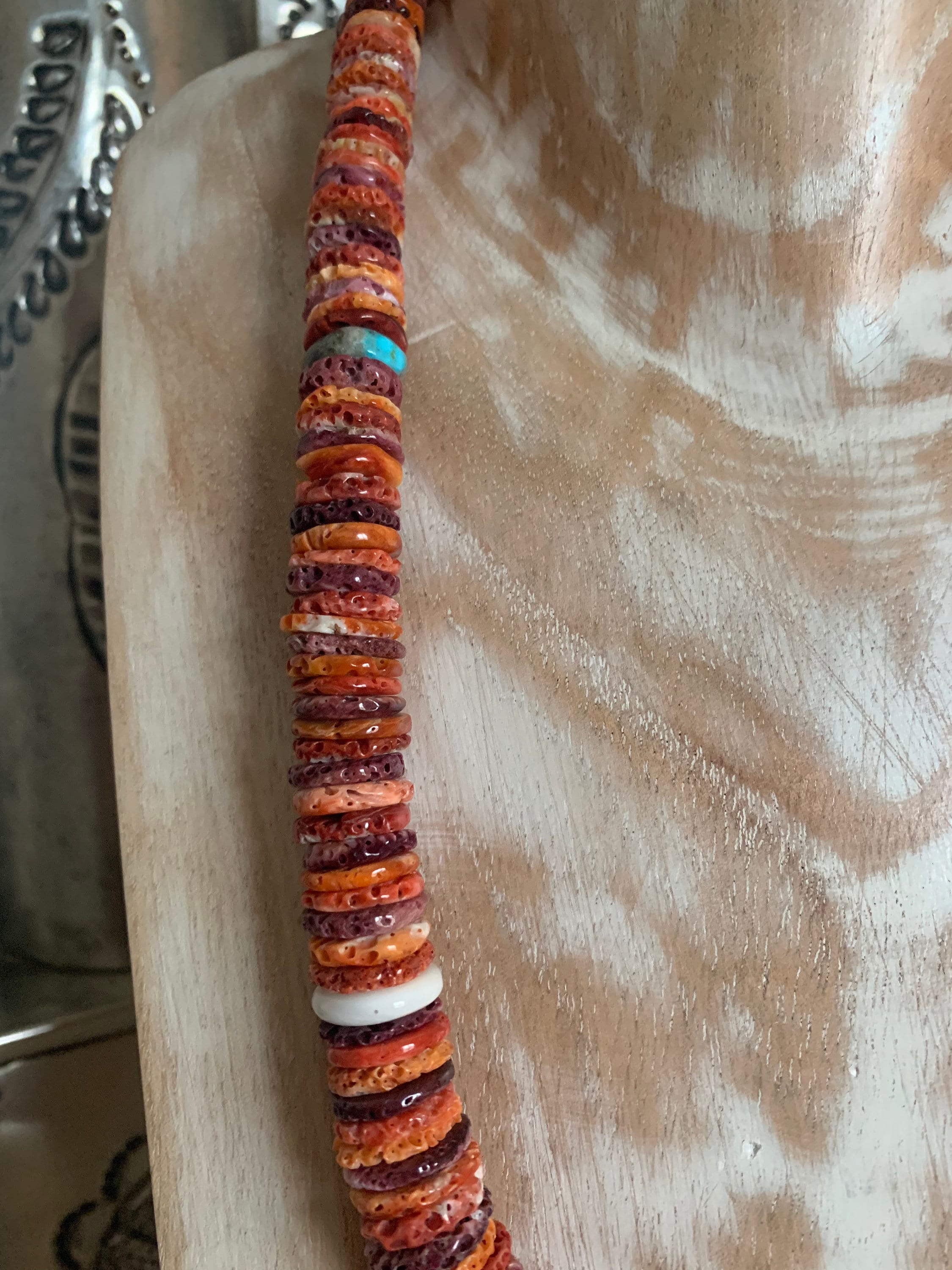 Vintage Spiny Oyster Rolled Turquoise Necklaced,beaded Strand,native ...