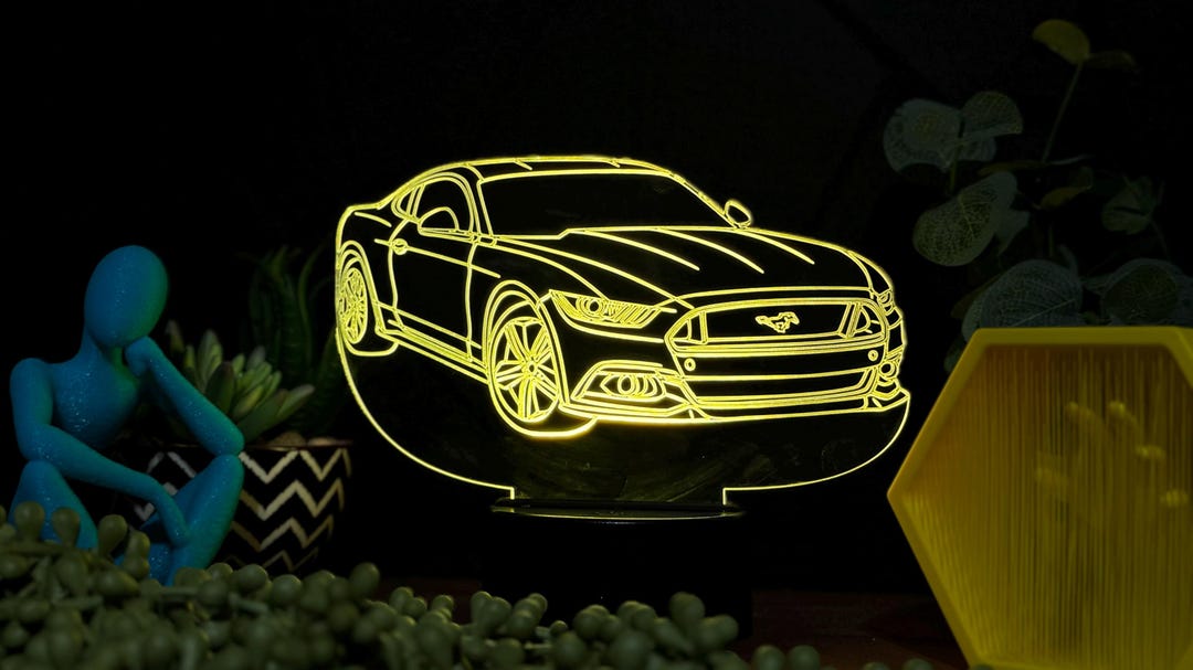 Mustang Acrylic LED Night Light, Desk Lamp, Christmas Car Gift - Etsy