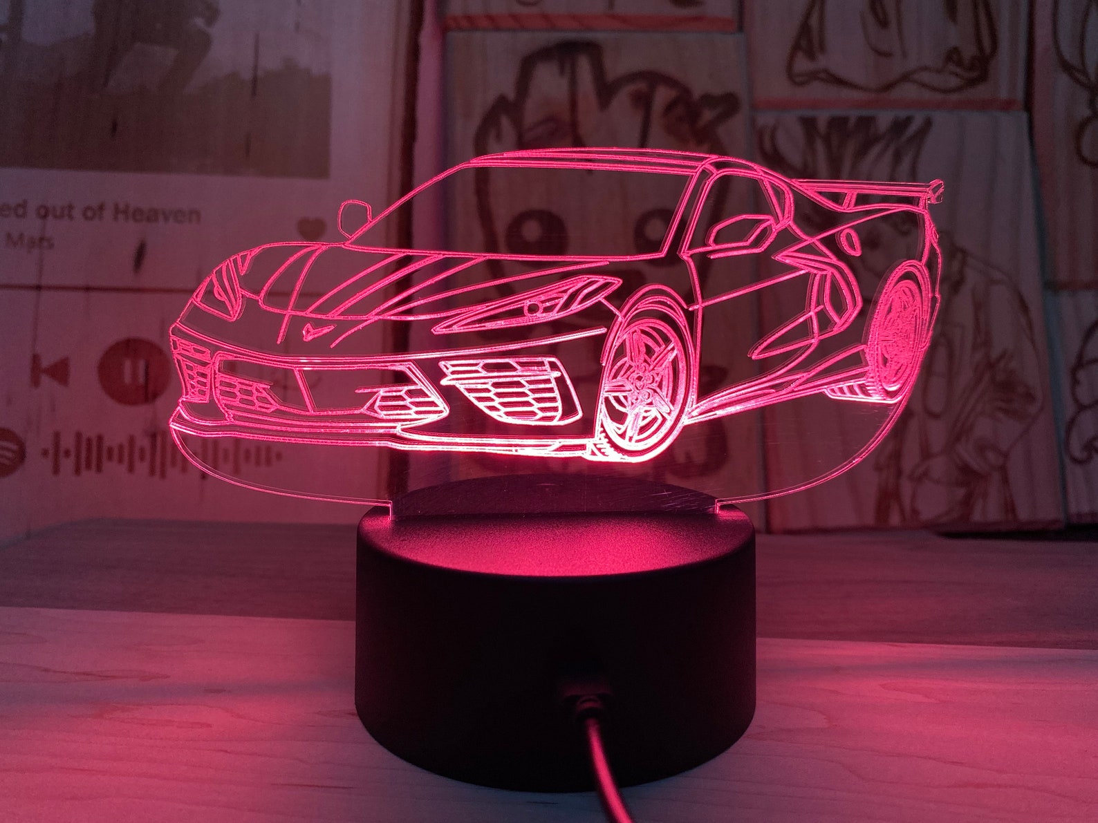C8 Corvette Acrylic LED Night Light Desk Lamp - Etsy