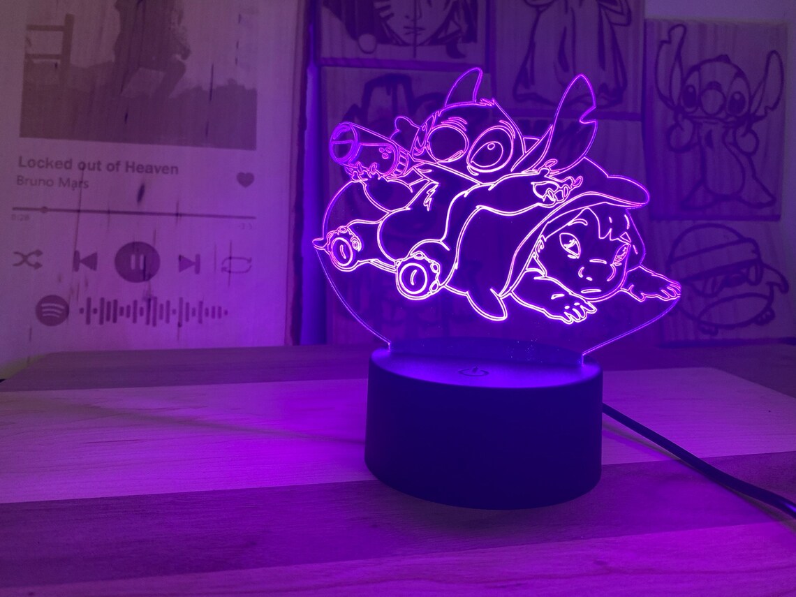 Lilo and Stitch Acrylic LED Night Light, Desk Lamp - Etsy