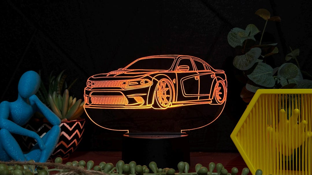 Charger Hellcat LED Desk Lamp, Car Night Light - Etsy