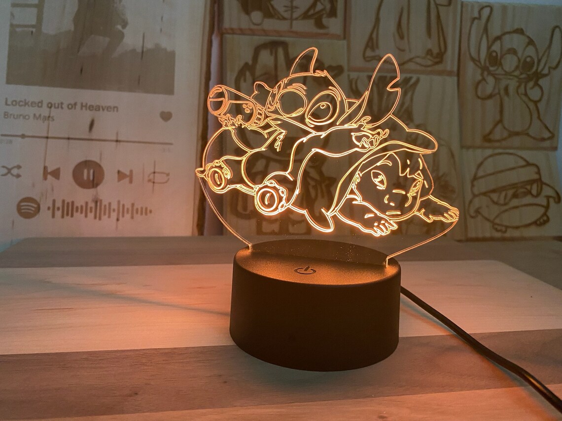 Lilo and Stitch Acrylic LED Night Light, Desk Lamp - Etsy
