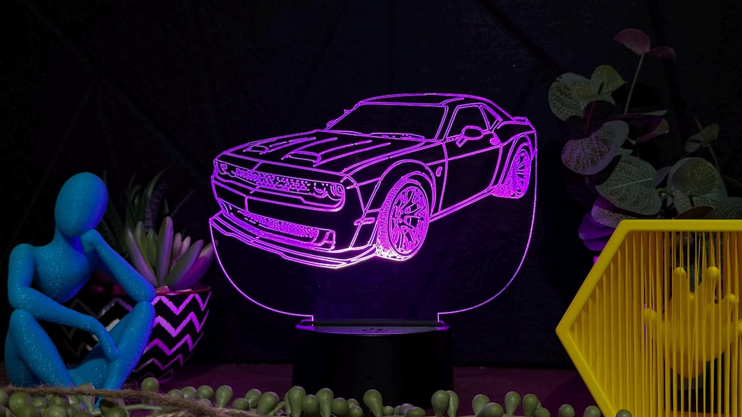 Challenger Hellcat LED Night Light, Acrylic Car Desk Lamp - Etsy