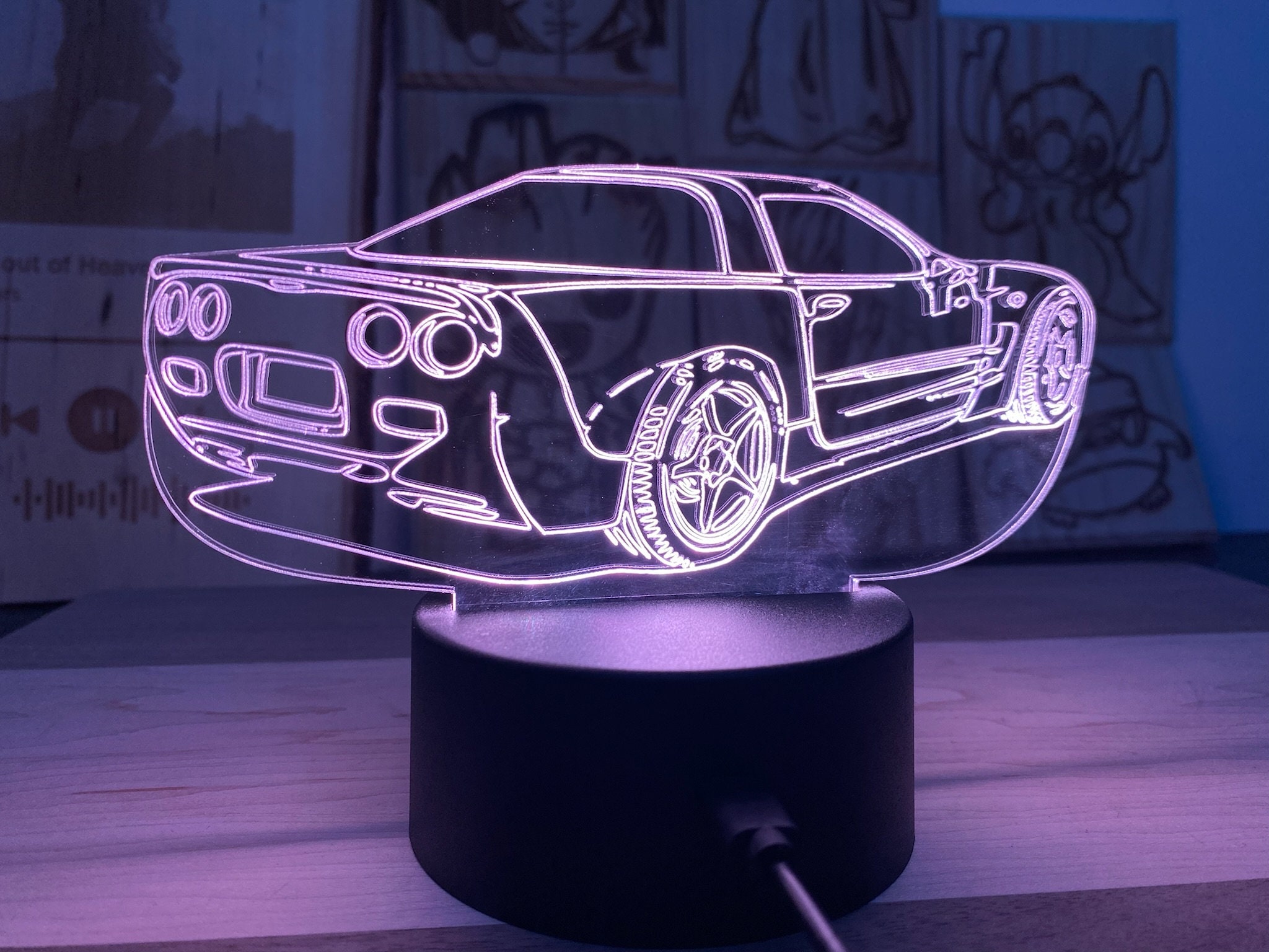 C5 Corvette Acrylic LED Night Light Desk Lamp - Etsy