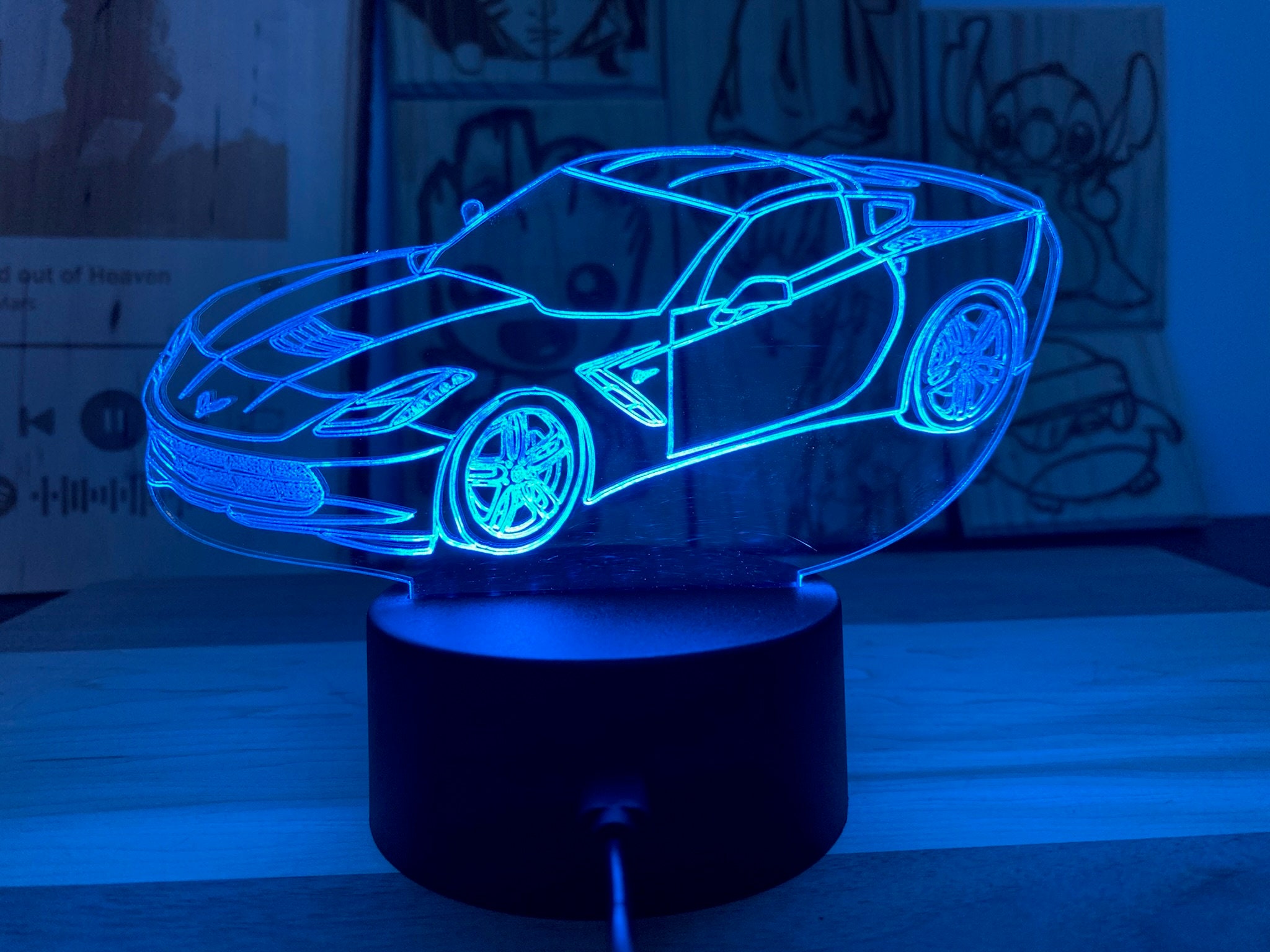 C7 Corvette Acrylic LED Night Light Desk Lamp - Etsy