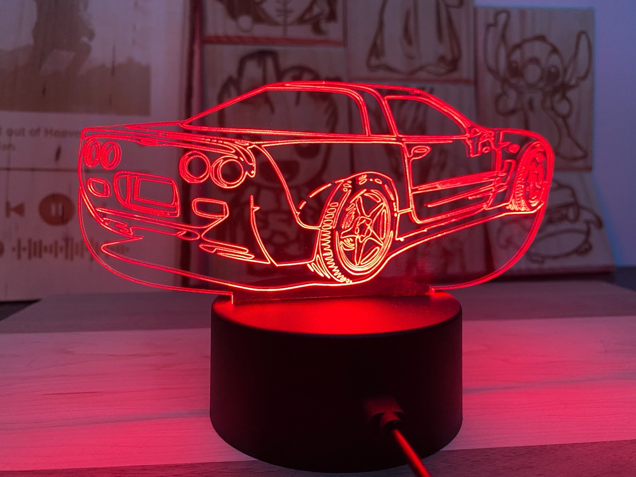 C5 Corvette Acrylic LED Night Light Desk Lamp - Etsy