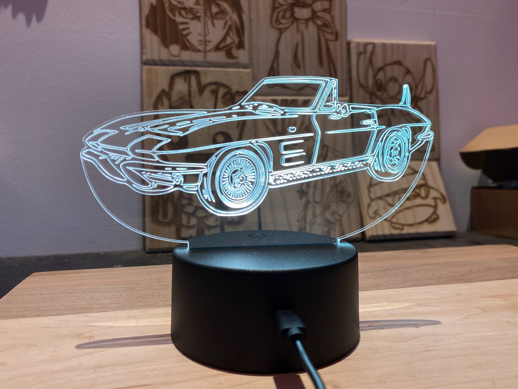 C2 Corvette Acrylic LED Night Light Desk Lamp - Etsy