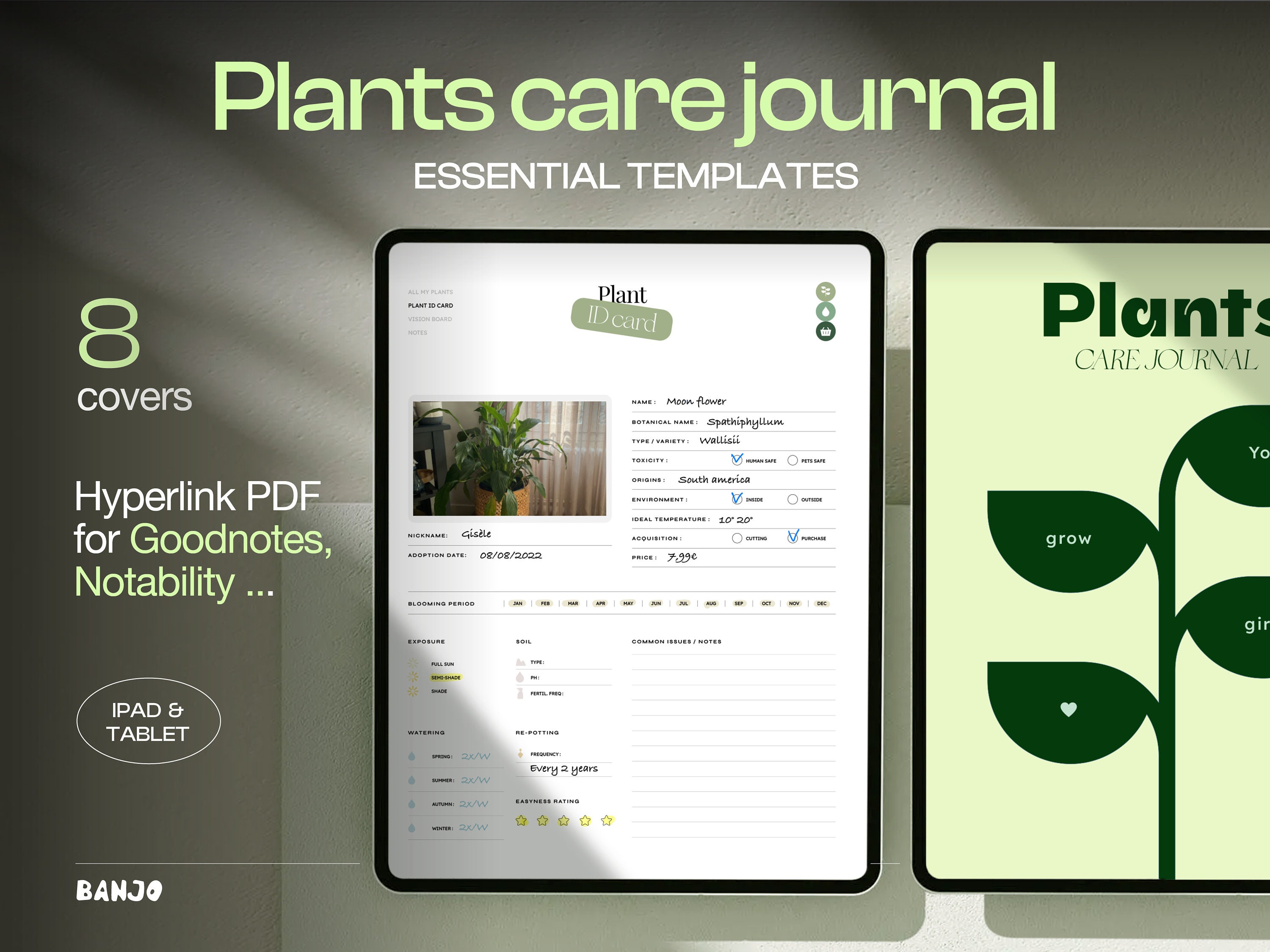 Digital Plants Care Journal / Houseplants Care Planner - Etsy