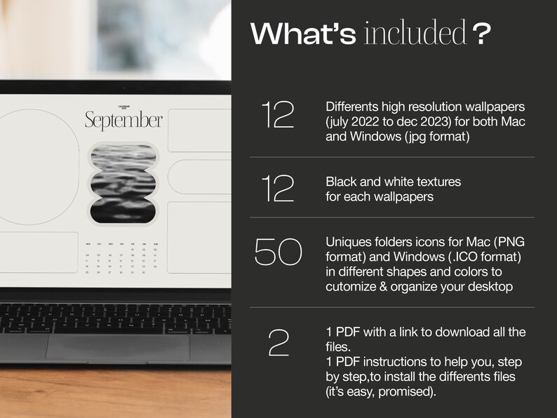 20222023 Minimal Desktop Organizer Black and White Desktop - Etsy