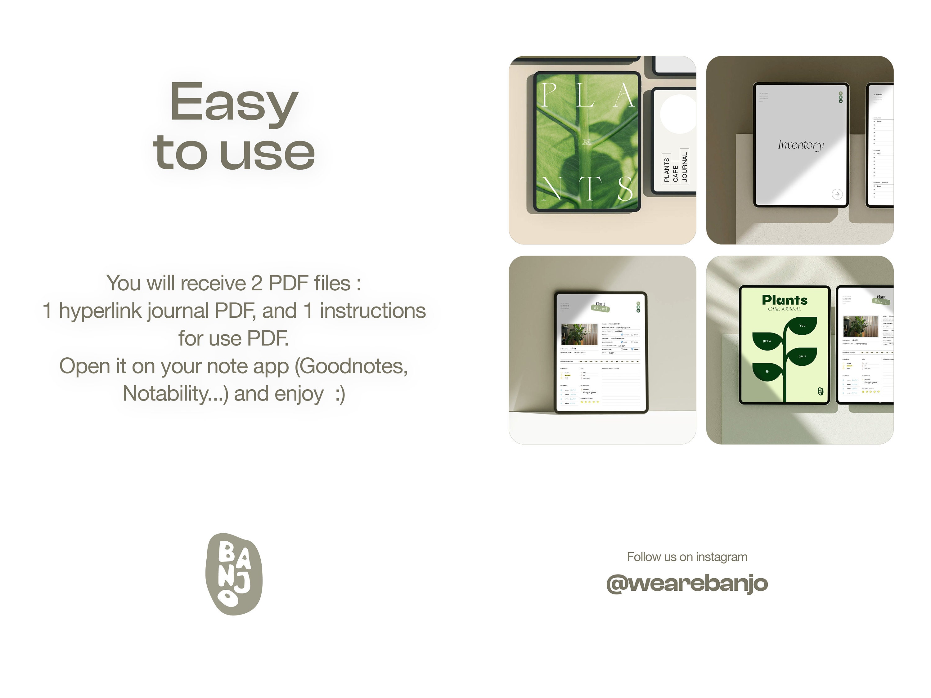 Digital Plants Care Journal / Houseplants Care Planner Journal, PDF ...