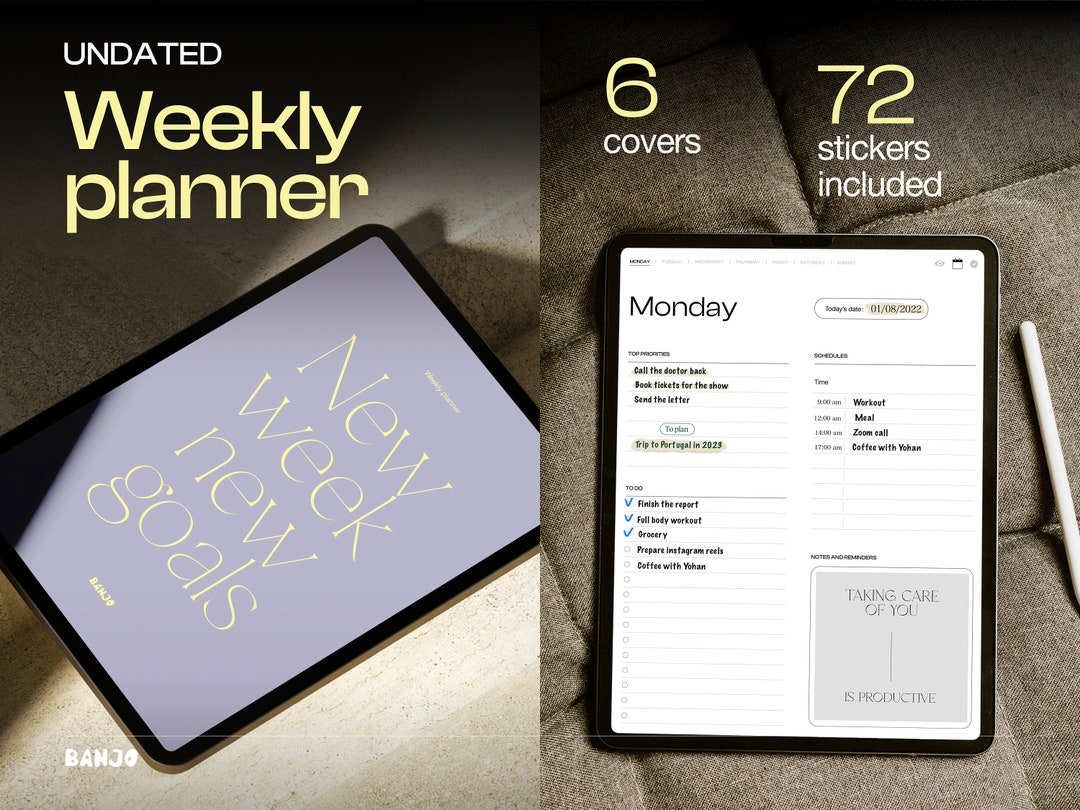 Undated Digital Planner, Customizable Planner, 2023 Calendar, Weekly ...