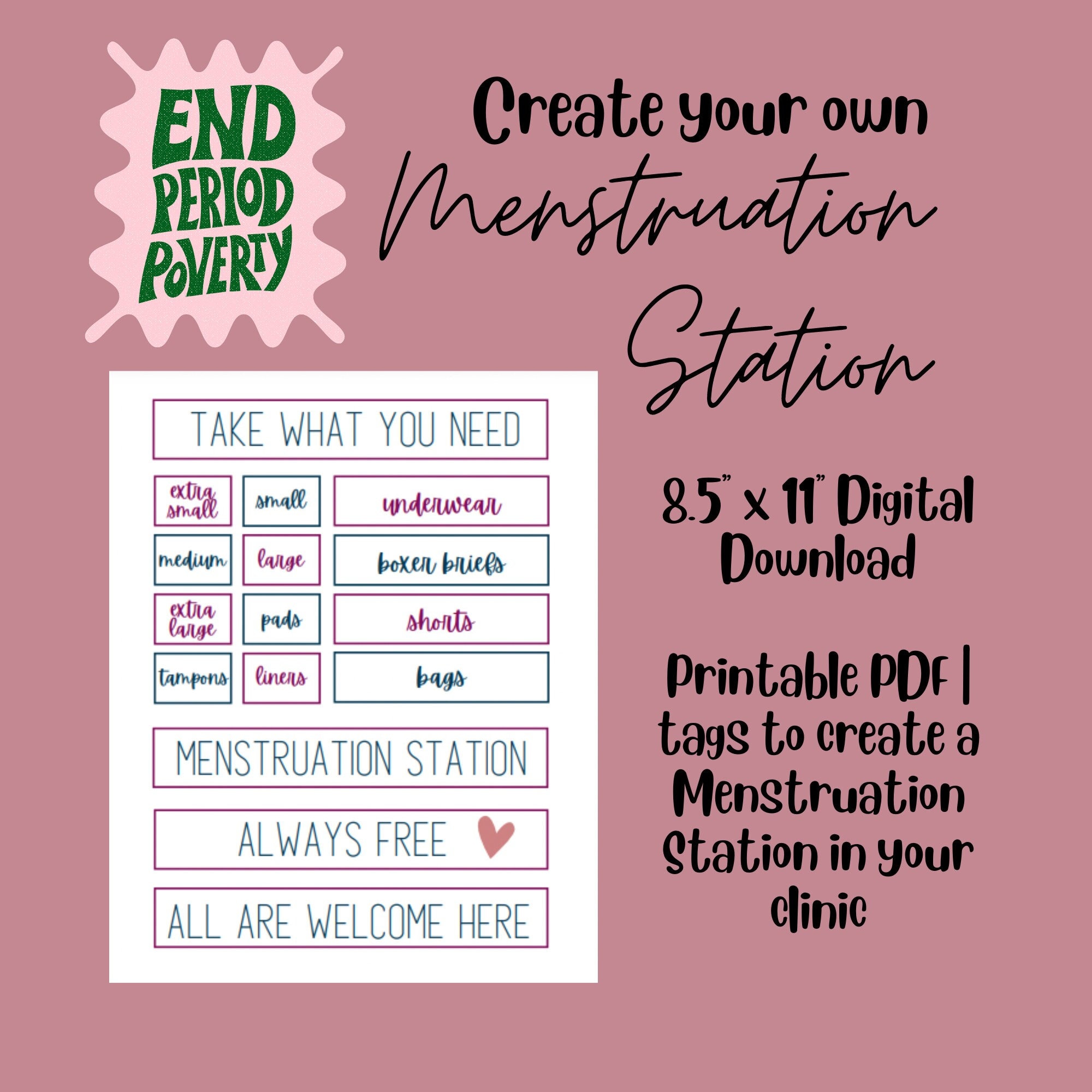School Nurse Guide | Create a Menstruation Station Tags / Organization | Health Clinic + Nurse's ...