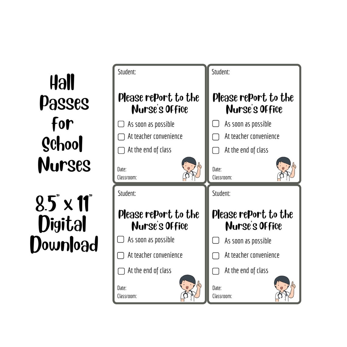 School Nurse / Health Clinic Pass - Please Report to the Nurse's Office ...
