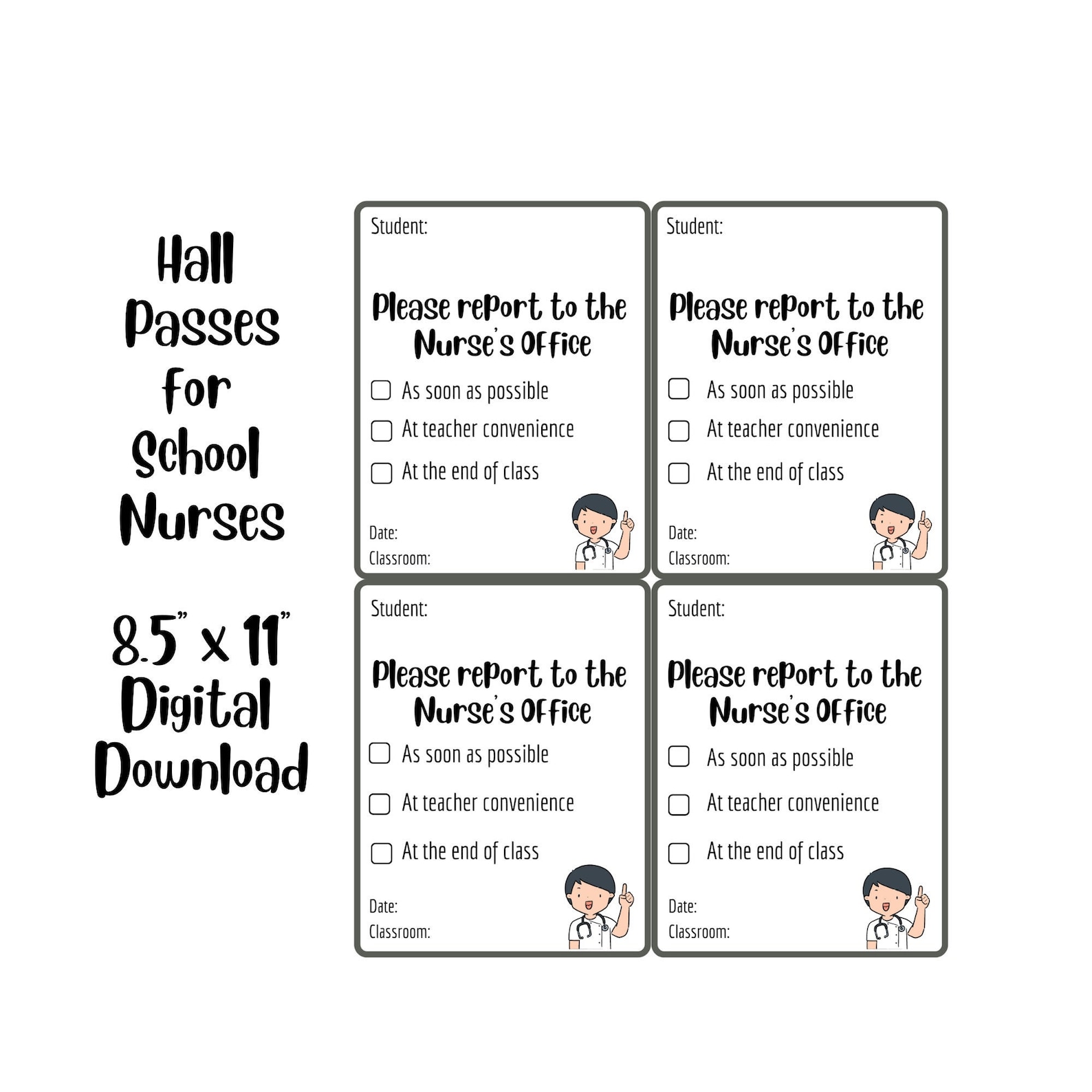 School Nurse / Health Clinic Pass - Please Report to the Nurse's Office ...