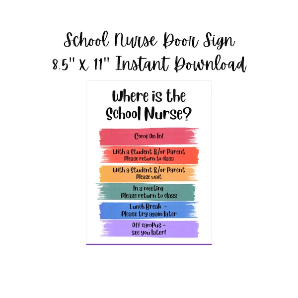 School Nurse Sign - Etsy