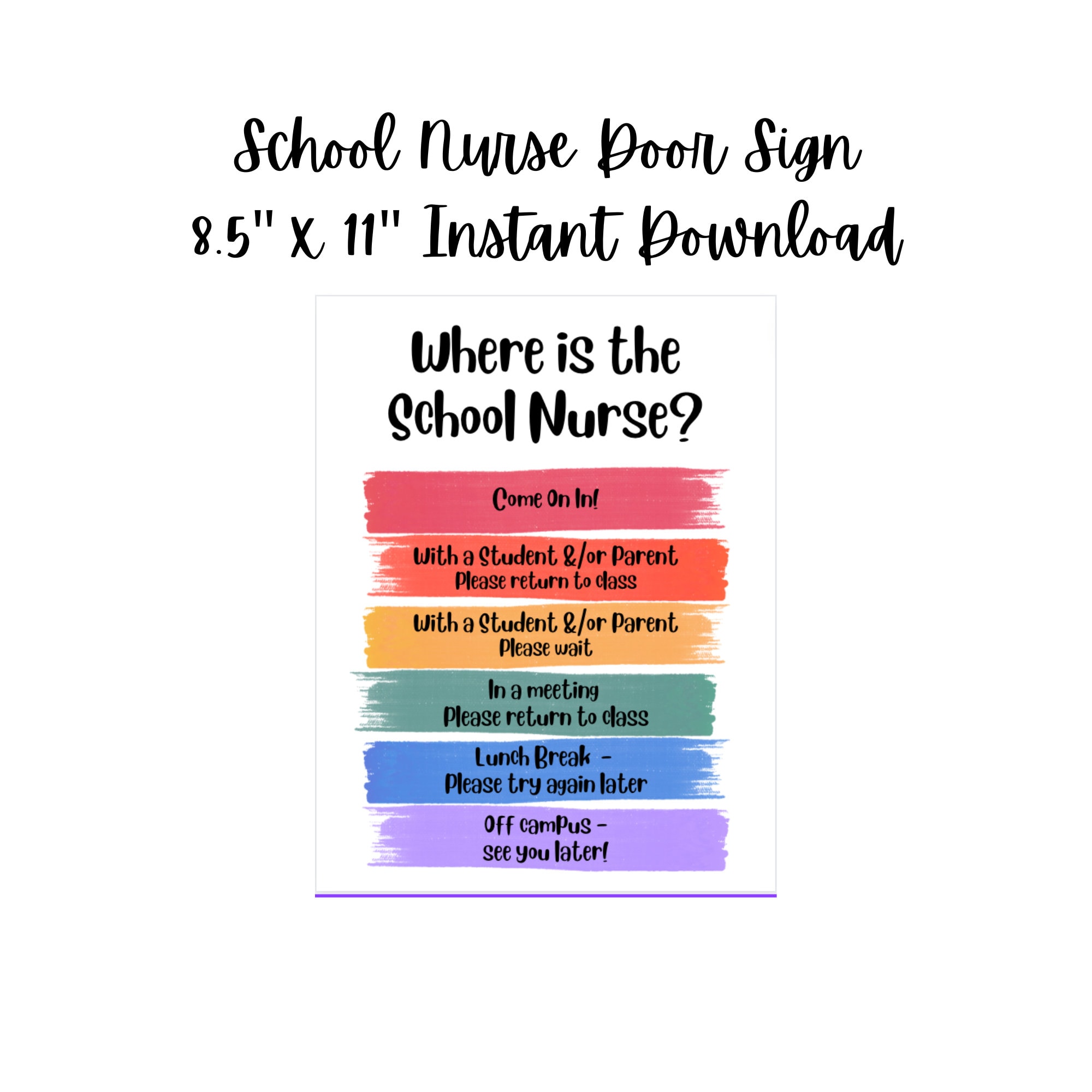 Where is the School Nurse? | Health Clinic Door Sign | Nurse's Office ...