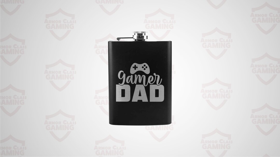 Gamer Dad 8oz Flask - Black Stainless Steel - Fathers Day Video Gaming ...
