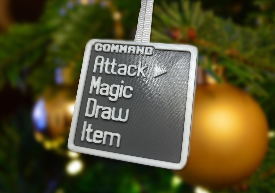 RPG Battle Menu Christmas Ornament - Grey - Video Game Nostalgia - Etsy