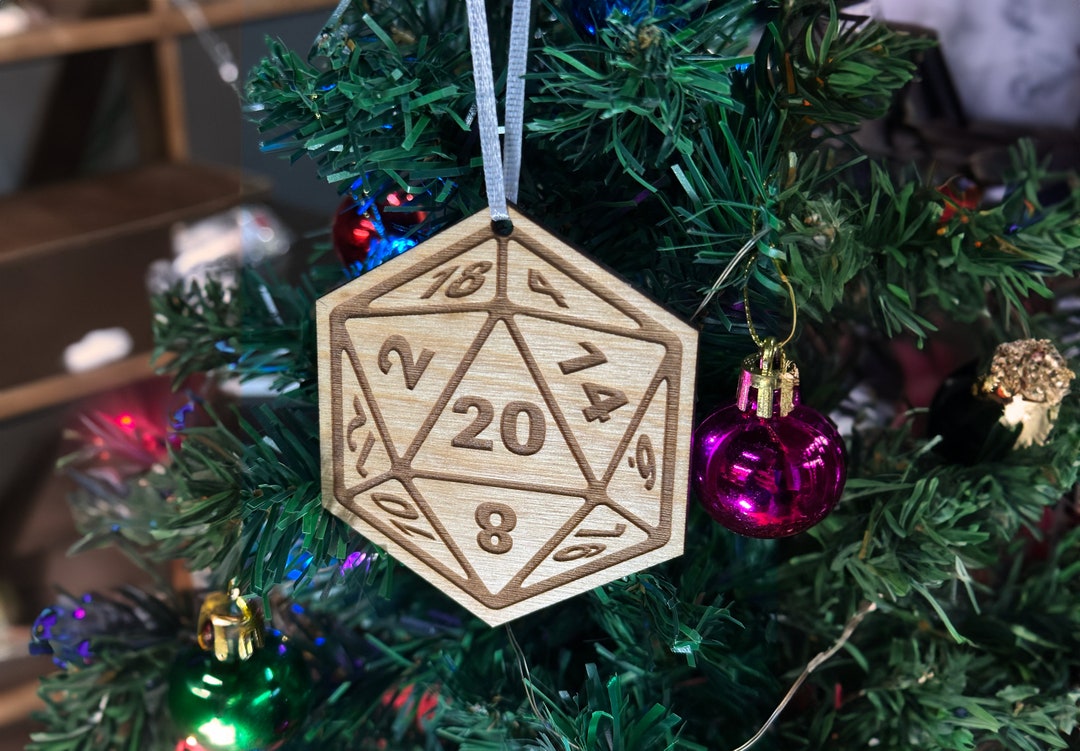 D20 Christmas Tree Ornament - Wood - Tabletop Gaming - Etsy