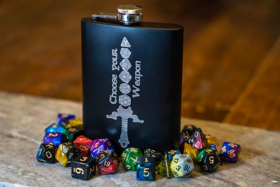 Choose Your Weapon Dice Sword 8oz Flask Black Stainless - Etsy