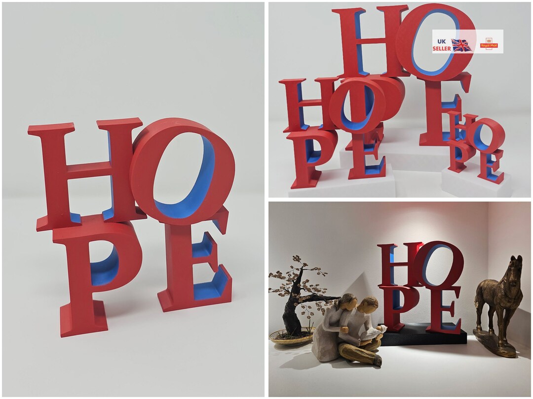 8 HOPE Sculpture Full Colour 3D Printed Art Piece - Etsy