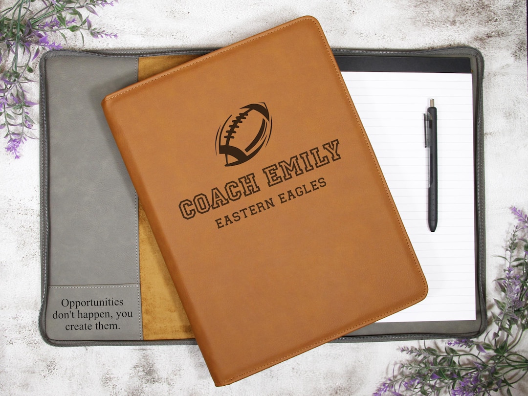Football Coach Portfolio Engraved Large Size 9.5 X 12 , Christmas Gift ...