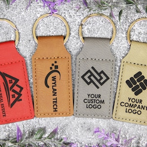 Bulk Corporate Gifts for Customers, Custom Logo Leather Keychains With ...